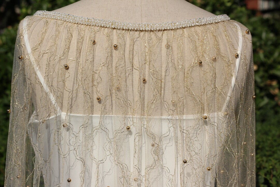 Pearl Bridal Cape Veilglitter Cape Veilsparkle Wedding - Etsy