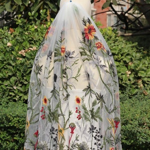 Embroidered Floral Bridal Cape Veil, Garden Flower Veil - Etsy
