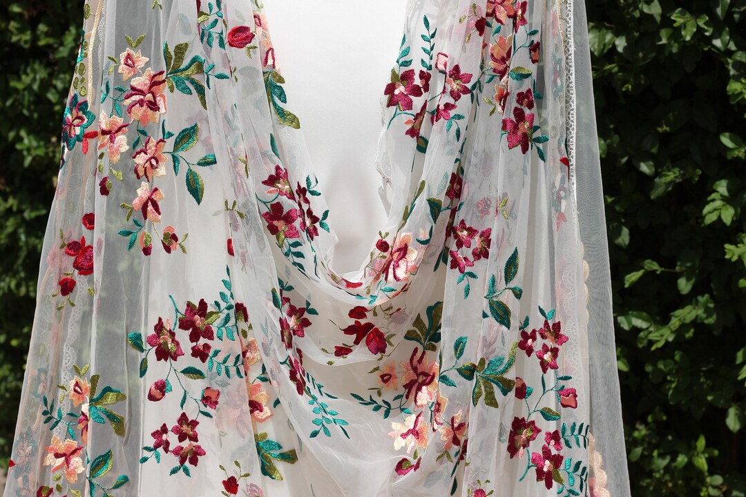 Flower Cape,bridal Cape Veil,floral Wedding Cape,embroidered Wedding ...