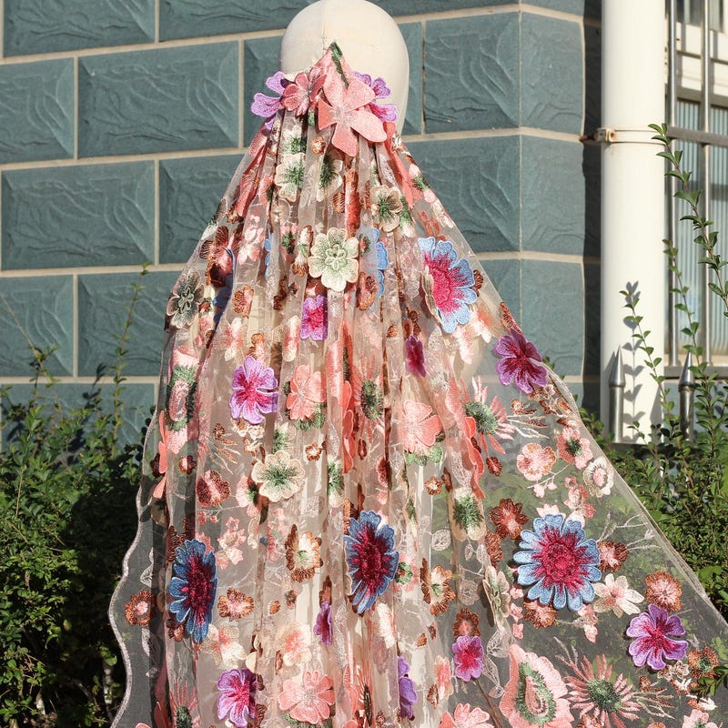 Floral Embroidered Veil - Etsy