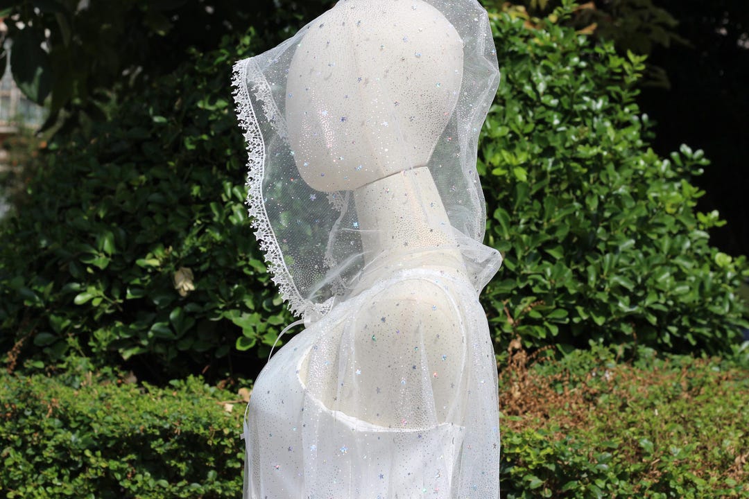 Shiny White Wedding Cape,hood Bridal Cape,celestial Cape,bridal Hooded ...