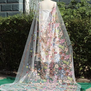 Colorful Floral Bridal Cape,3d Flower Wedding Cape,floral Embroidery ...