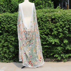 Floral Embroidered Wedding Cape, Colorful Wildflower Bridal Veil - Etsy