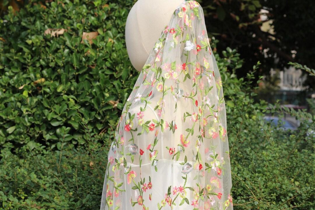 Colorful Wildflower Wedding Veil,floral Embroidery Bridal Veil ...