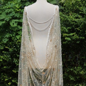 Bridal Cape Stars,moon Cape,celestial Wedding Cape,sequins Wedding Cape ...