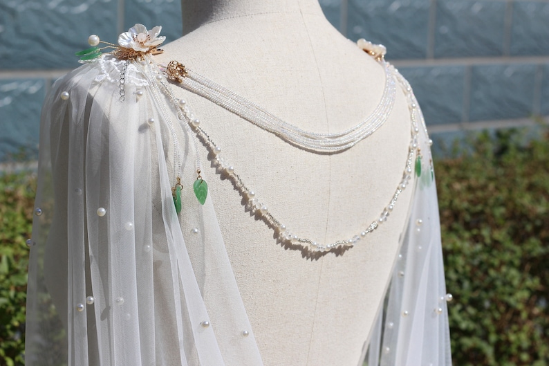 Wedding Dress Cape With Back Necklacepearl Bridal Drape Cape - Etsy