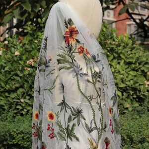 Embroidered Floral Bridal Cape Veil, Garden Flower Veil - Etsy