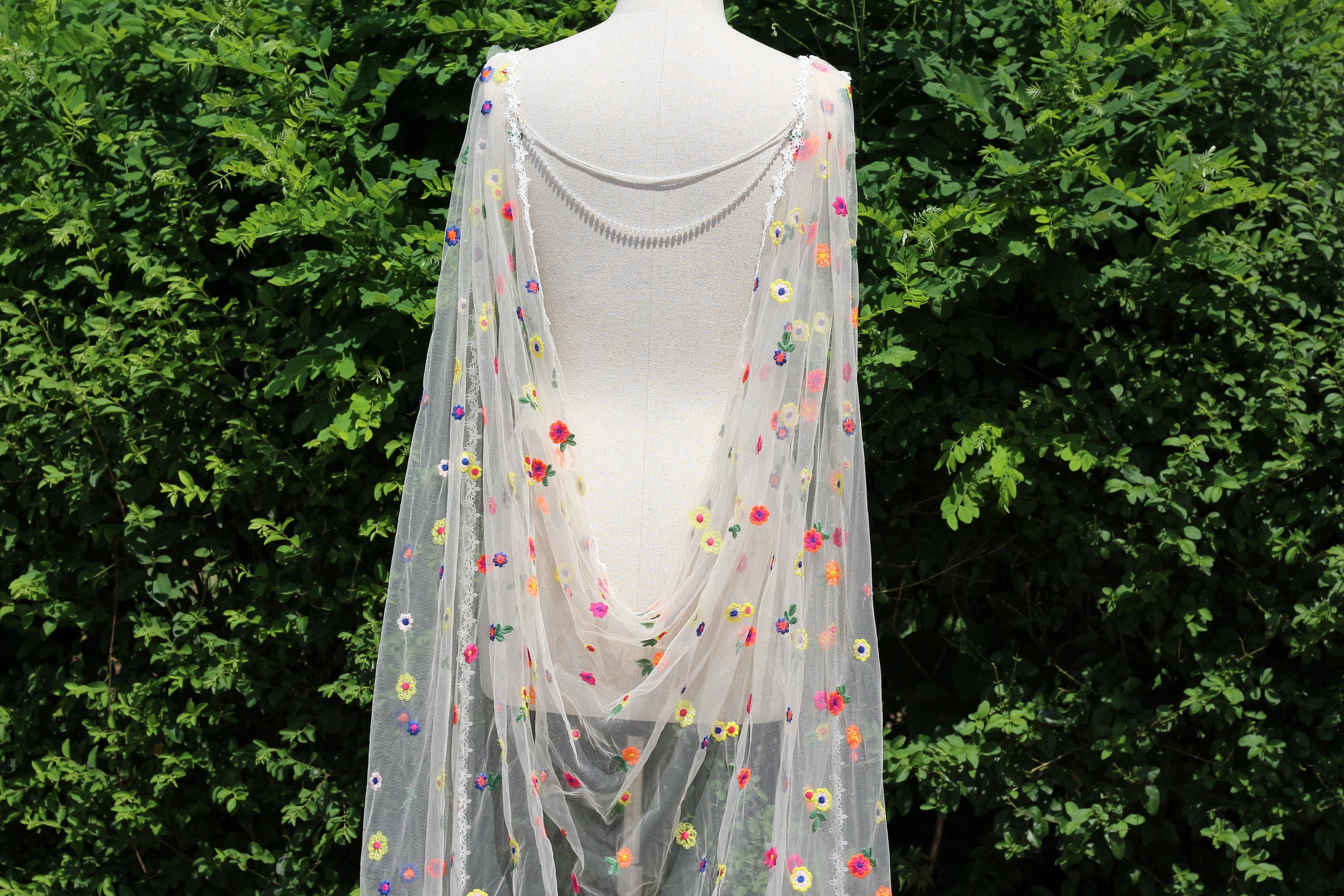Colorful Wedding Cape Veilfloral Bridal Capefloral - Etsy