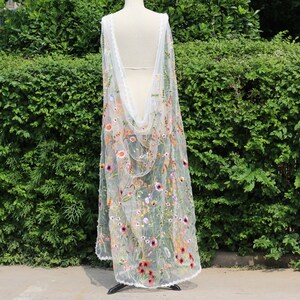 Wildflower Wedding Cape,floral Embroidered Bridal Cape,floral Wedding ...