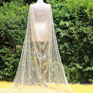 Gold Glitter Star Cape Veil,celestial Wedding Cape,bridal Cape Stars ...