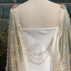 Gold Celestial Wedding Cape,bridal Cape Stars,moon Cape,glitter Star ...