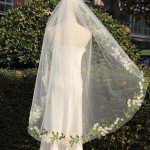 Leaves Greenery Wedding Veil,boho Floral Bridal Veil,leaf Embroidery ...