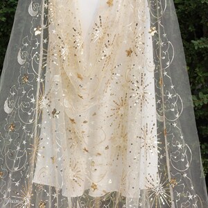 Celestial Wedding Cape, Gold Glitter Stars, Moon Bridal Cloak - Etsy