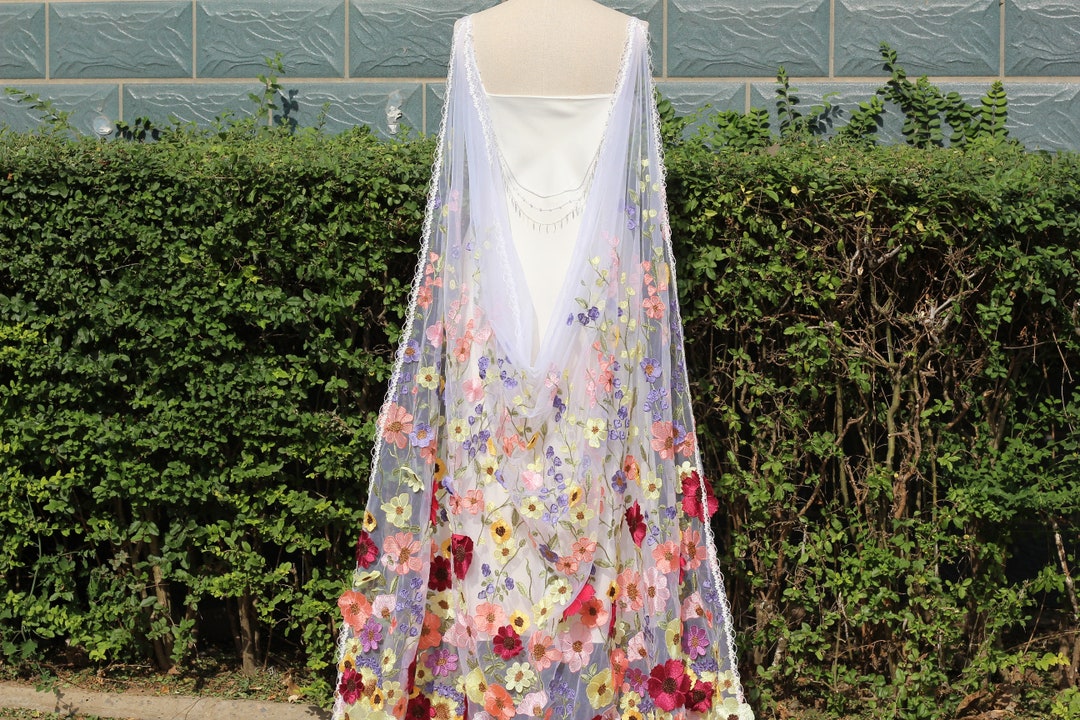 Floral Wedding Cape,floral Bridal Cape,embroidered Bridal Cape Floral ...