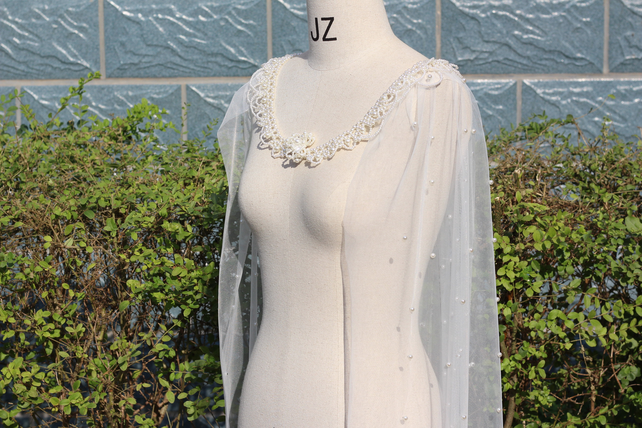 Pearl Wedding Cape Veilpearl Cape Veilwedding Dress - Etsy