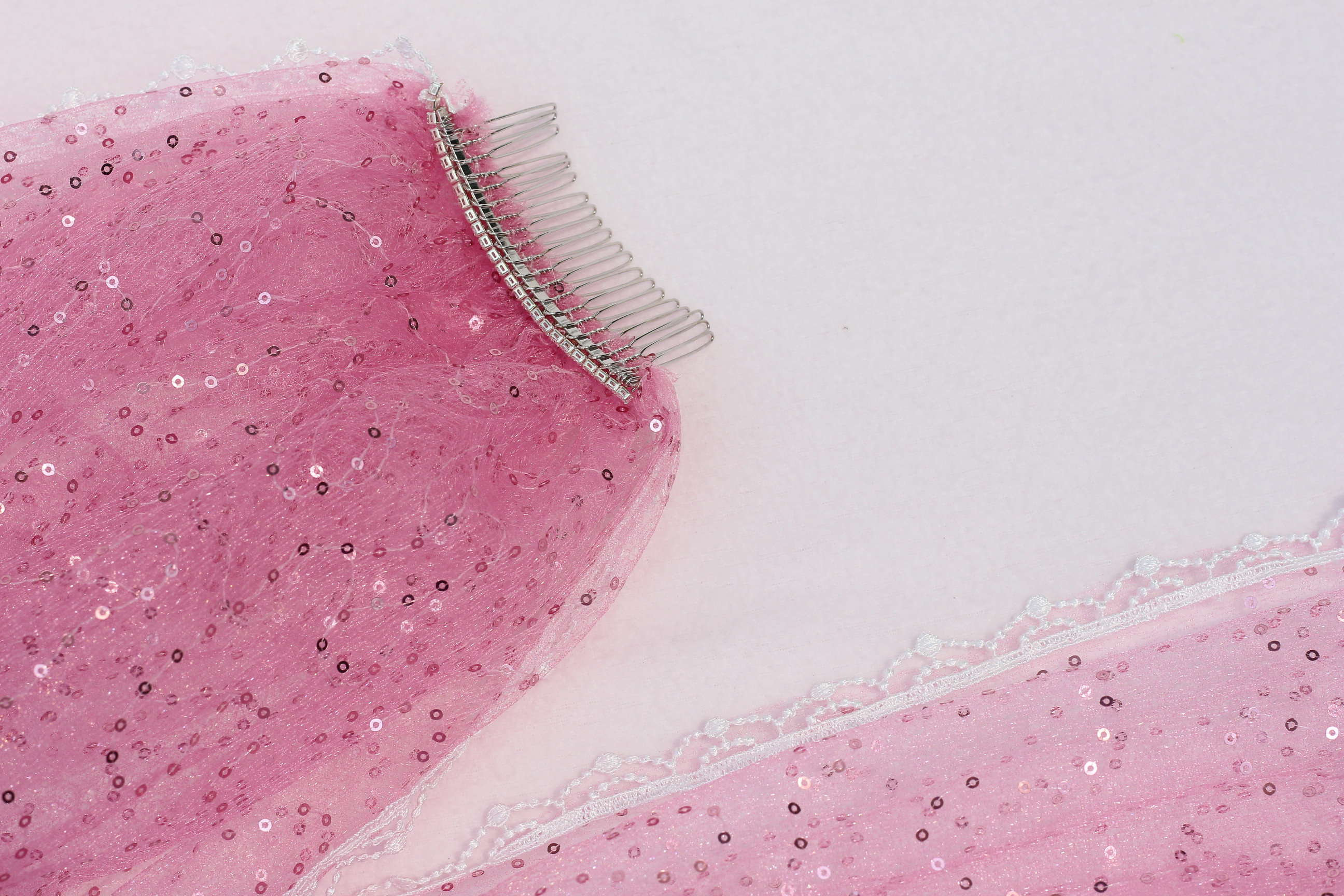 Pink Sparkle Veil,simple Sparkle Sequin Veil,unique Veils,short Bridal ...