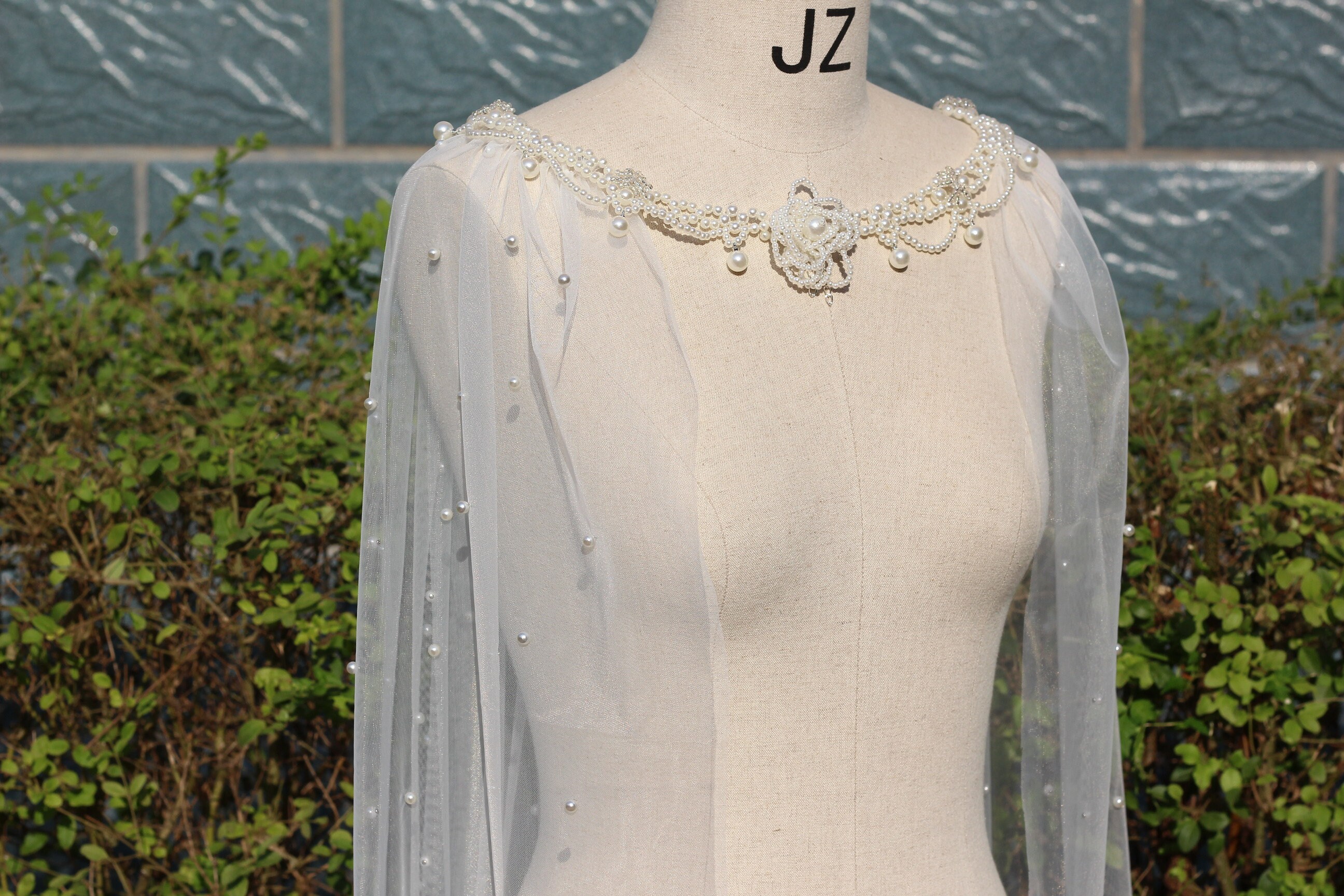 Pearl Wedding Cape Veilpearl Cape Veilwedding Dress - Etsy