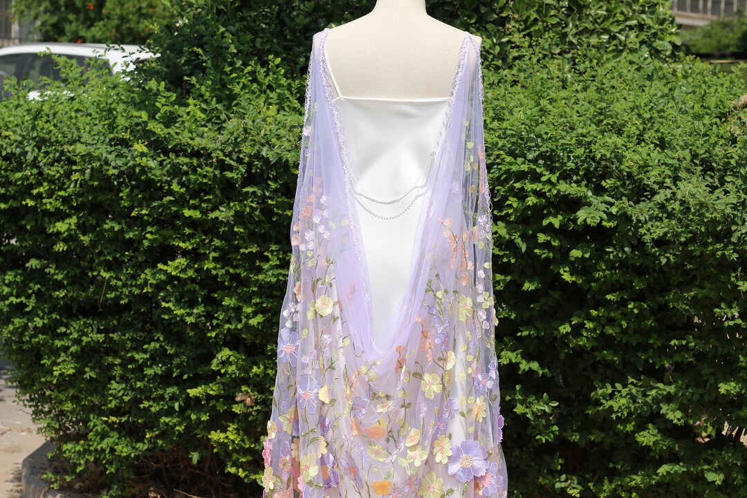 Colorful Cape Veil,floral Cape Veil,floral Embroidered Cape,flower Cape ...