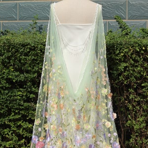 Floral Wedding Cape,embroidered Floral Wedding Cape,bridal Cape Floral ...