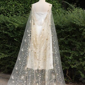 Celestial Wedding Cape, Gold Glitter Stars, Moon Bridal Cloak - Etsy