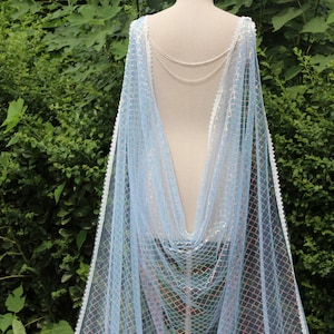 Blue Glitter Wedding Cape, Evening Party Cape for Prom,festival Cosplay ...