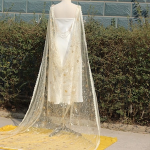Gold Celestial Wedding Cape,bridal Cape Stars,moon Cape,glitter Star ...