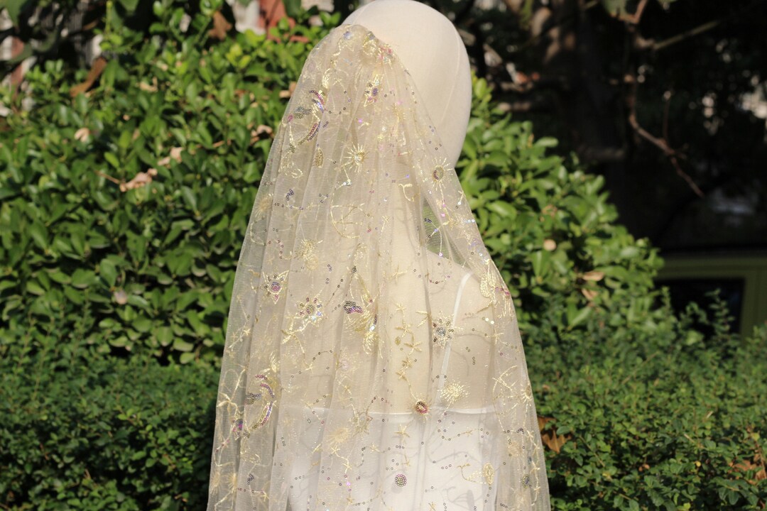 Gold Glitter Star Veil,celestial Veil,star Veil,moon Veil,celestial ...