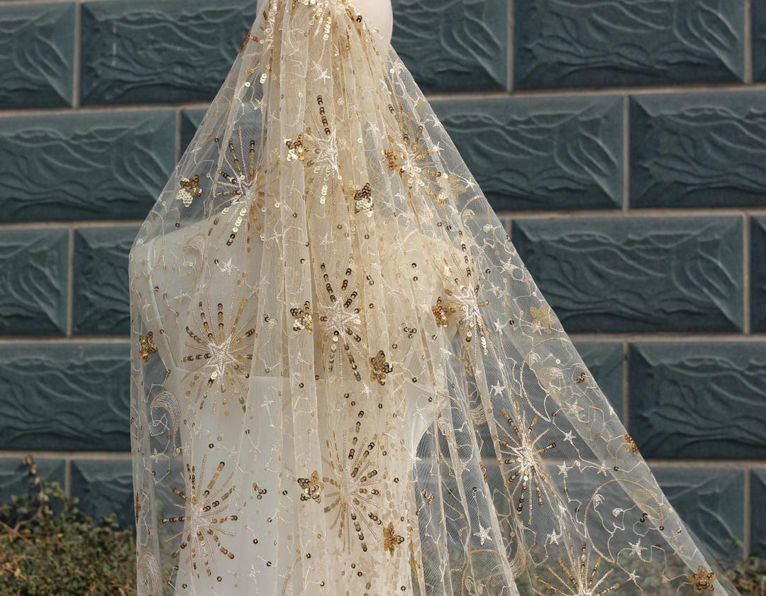 Celestial Gold Tulle Wedding Veil,golden Star Wedding Veil With Moons ...