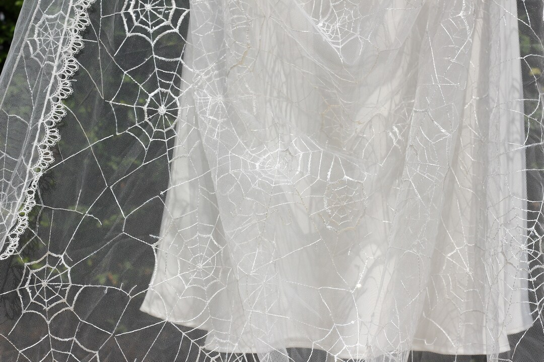 White Halloween Cape,spiderweb Cape Veil,halloween Wedding,gothic Bride ...