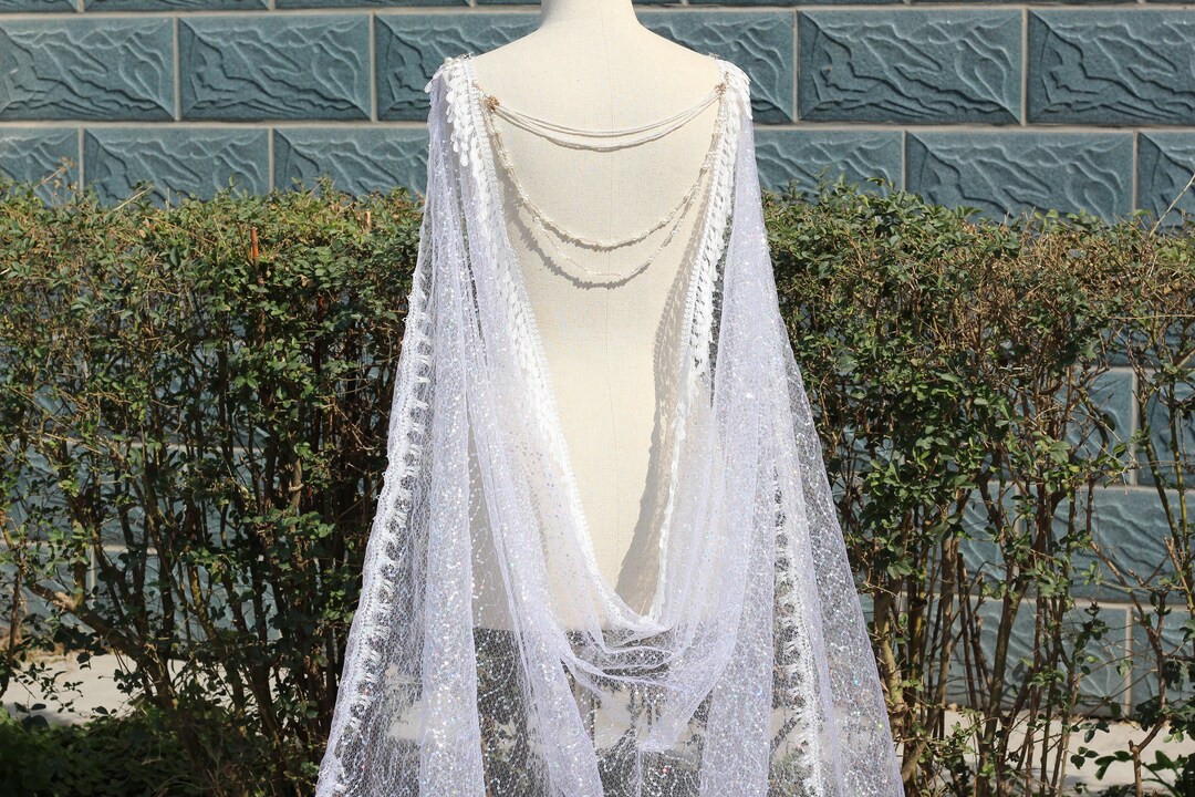 Bridal Pearl Shoulder Cape Veil, Sparkly Wedding Shawl - Etsy
