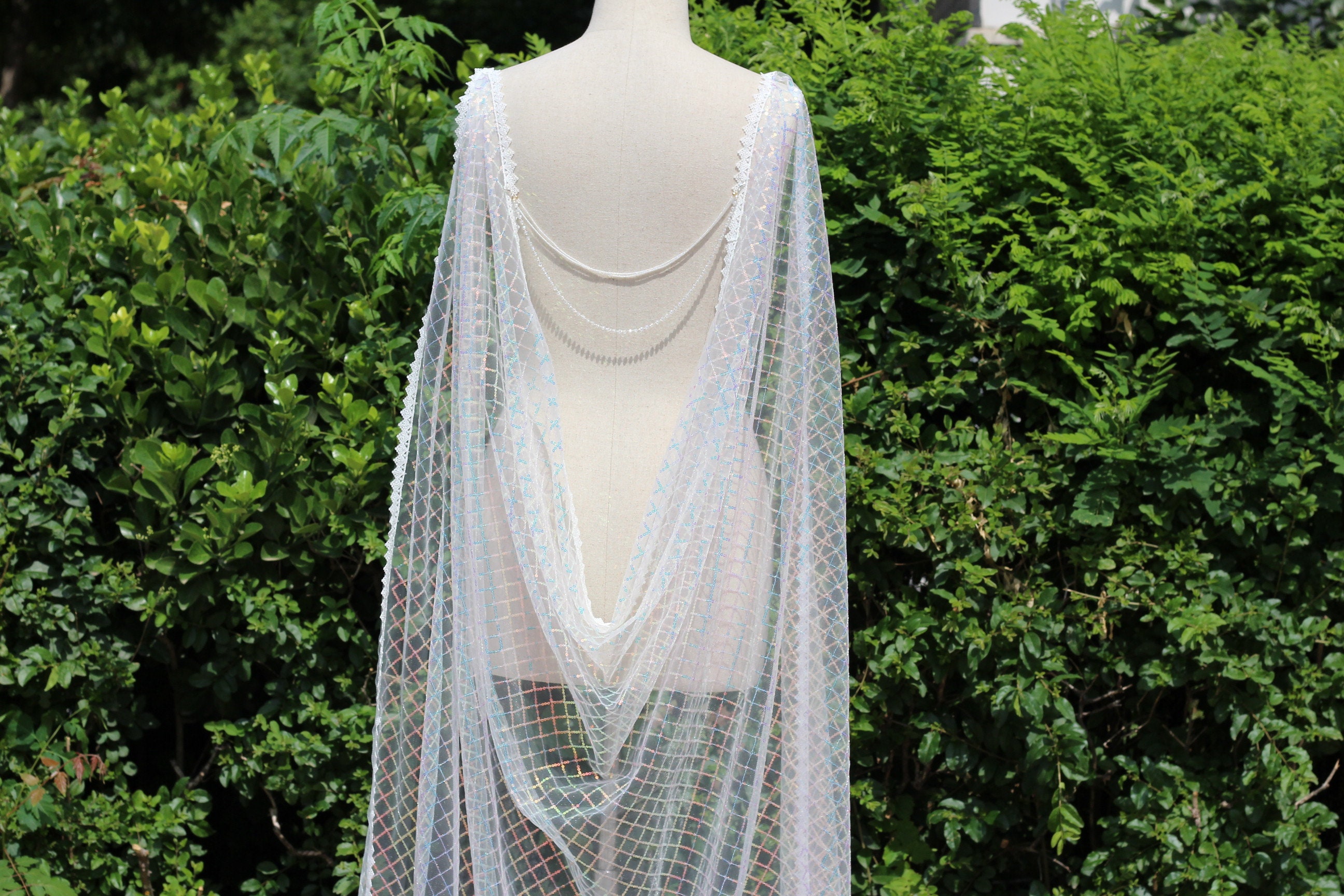 Sparkly Sequined Wedding Cape With Lace Edge - Etsy
