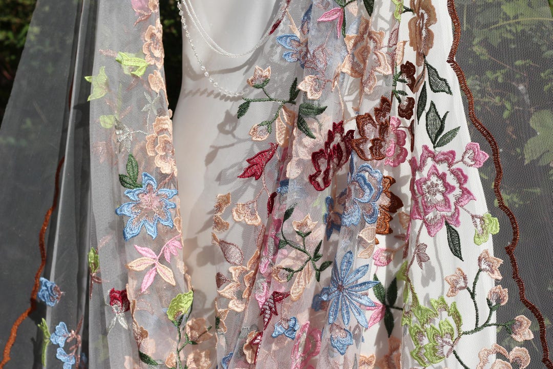 Colorful Floral Bridal Cape,3d Flower Wedding Cape,floral Embroidery ...