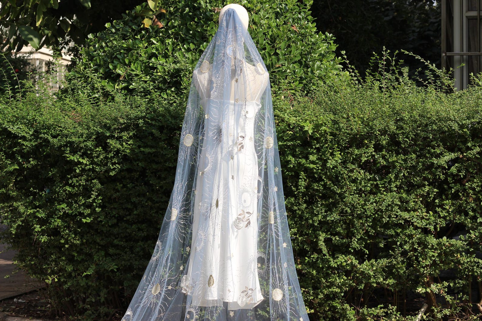 Blue Bridal Veil,celestial Veil,star Cape,moon Cape Veil,celestial ...