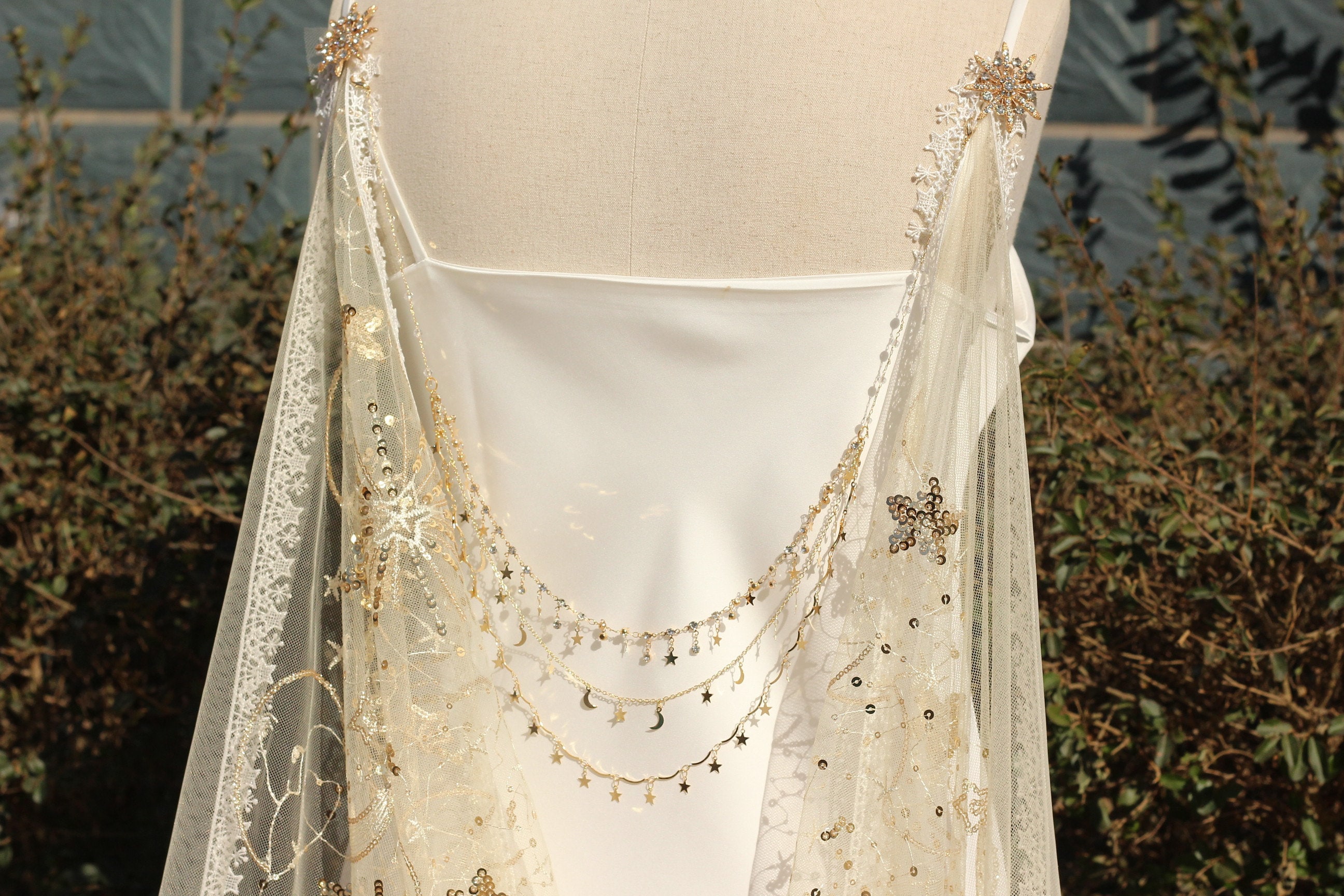 Celestial Cape,star Cape,gold Glitter Star Cape Veil,bridal Cape Stars ...