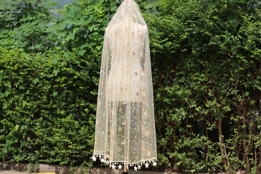 Celestial Wedding Veil,gold Glitter Star Veil,unique Wedding Veil ...