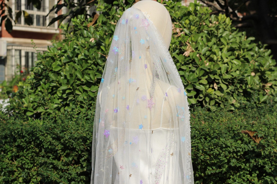 Glitter Celestial Veil,star Veil,moon Veil,celestial Wedding Veil ...