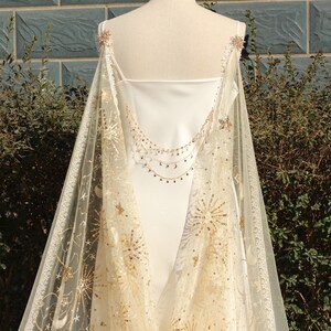 Celestial Cape,star Cape,gold Glitter Star Cape Veil,bridal Cape Stars ...