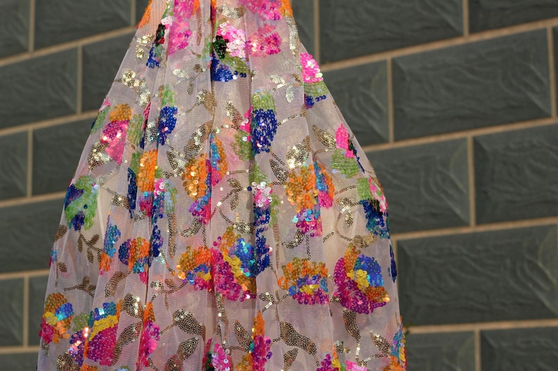 Rainbow Floral Embroidered Wedding Veil, Sparkle Bridal Veil - Etsy