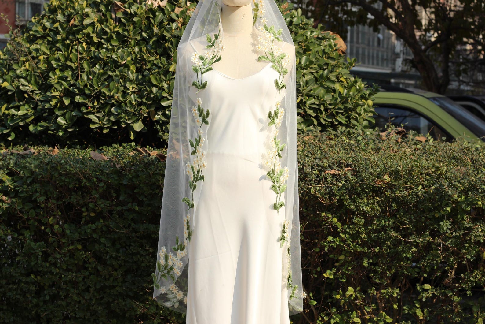 Leaves Greenery Wedding Veil,boho Floral Bridal Veil,leaf Embroidery ...
