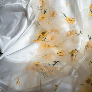 Embroidered Sunflower Bridal Cape, Floral Wedding Veil - Etsy