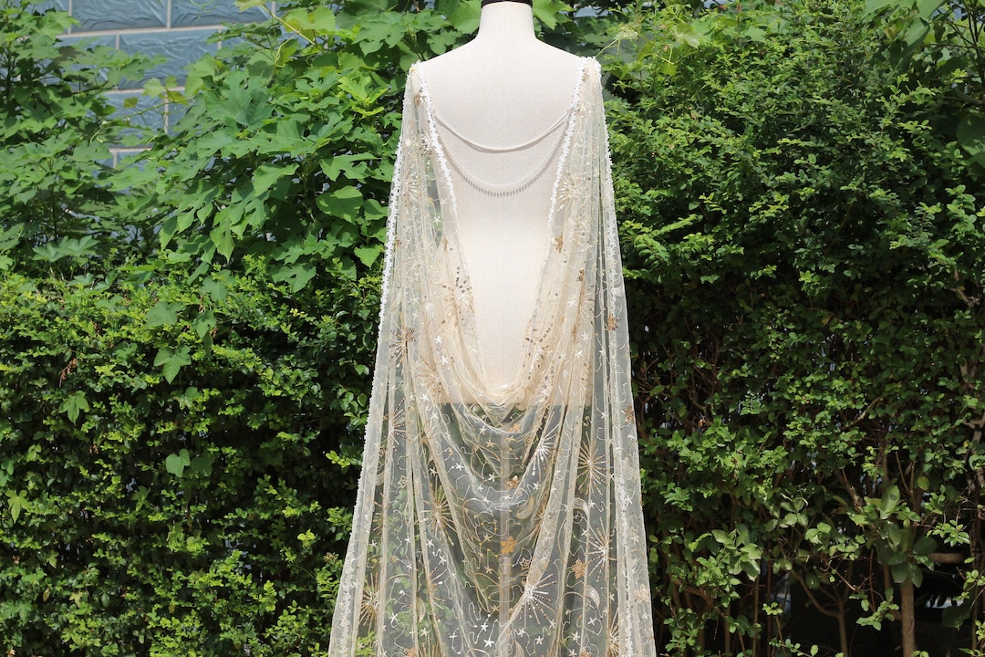 Bridal Cape Stars,moon Cape,celestial Wedding Cape,sequins Wedding Cape ...