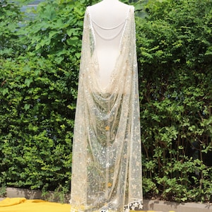 Bridal Cape Stars,moon Cape,celestial Wedding Cape,sequins Wedding Cape ...