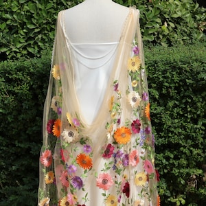Colorful Floral Wedding Cape,colorful Bridal Cape,floral Embroidered ...