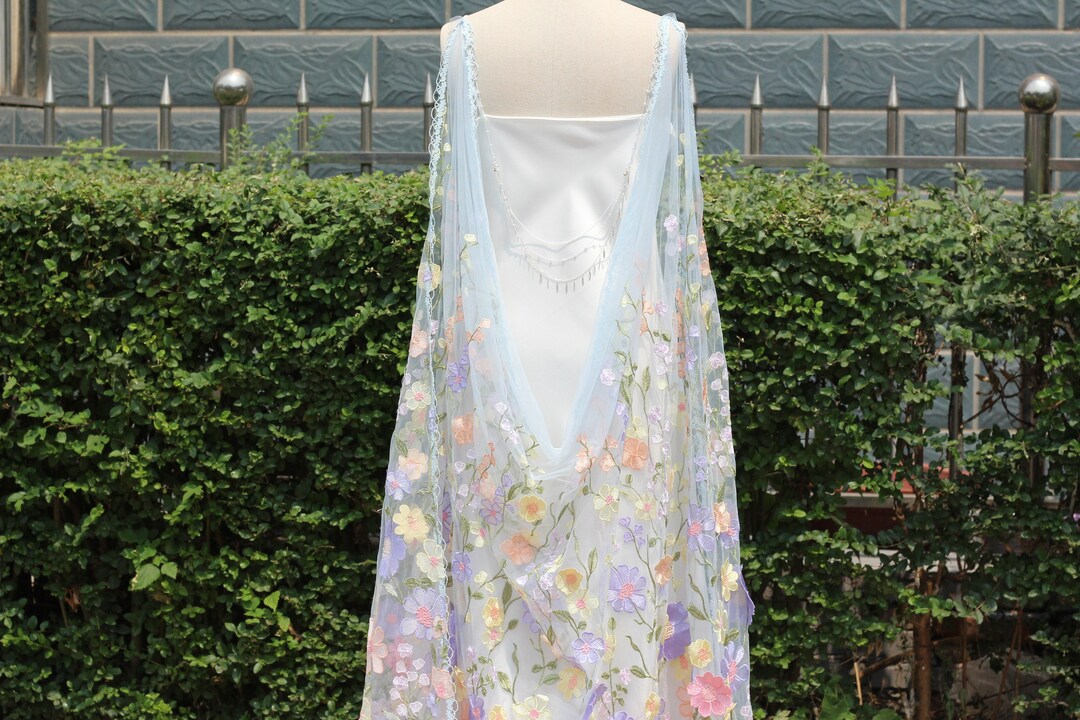 Embroidered Bridal Cape Floral,flower Cape,floral Wedding Cape,floral ...