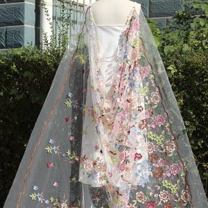Colorful Floral Bridal Cape,3d Flower Wedding Cape,floral Embroidery ...