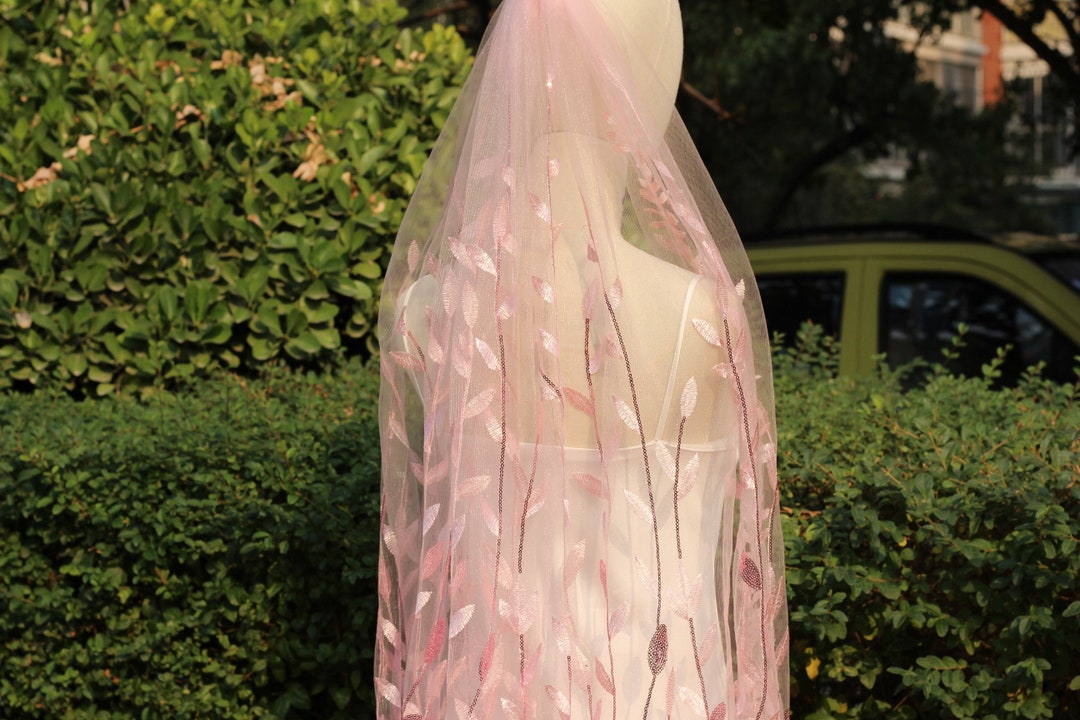 Pink Sparkle Veil,glitter Veils,pink Veil,embroidered Veil,wedding Cape ...