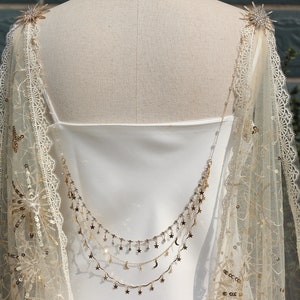 Gold Celestial Wedding Cape,bridal Cape Stars,moon Cape,glitter Star ...