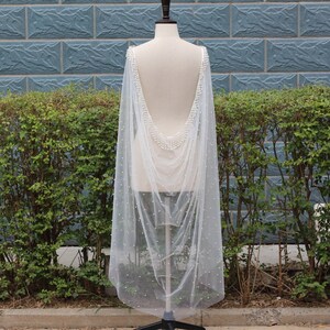 Pearl Bridal Cape, Shoulder Wedding Veil, Modern Draped Cape - Etsy