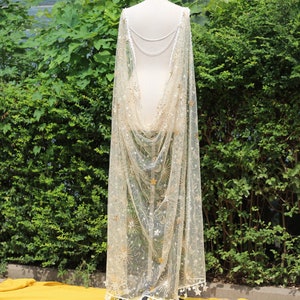 Bridal Cape Stars,moon Cape,celestial Wedding Cape,sequins Wedding Cape ...