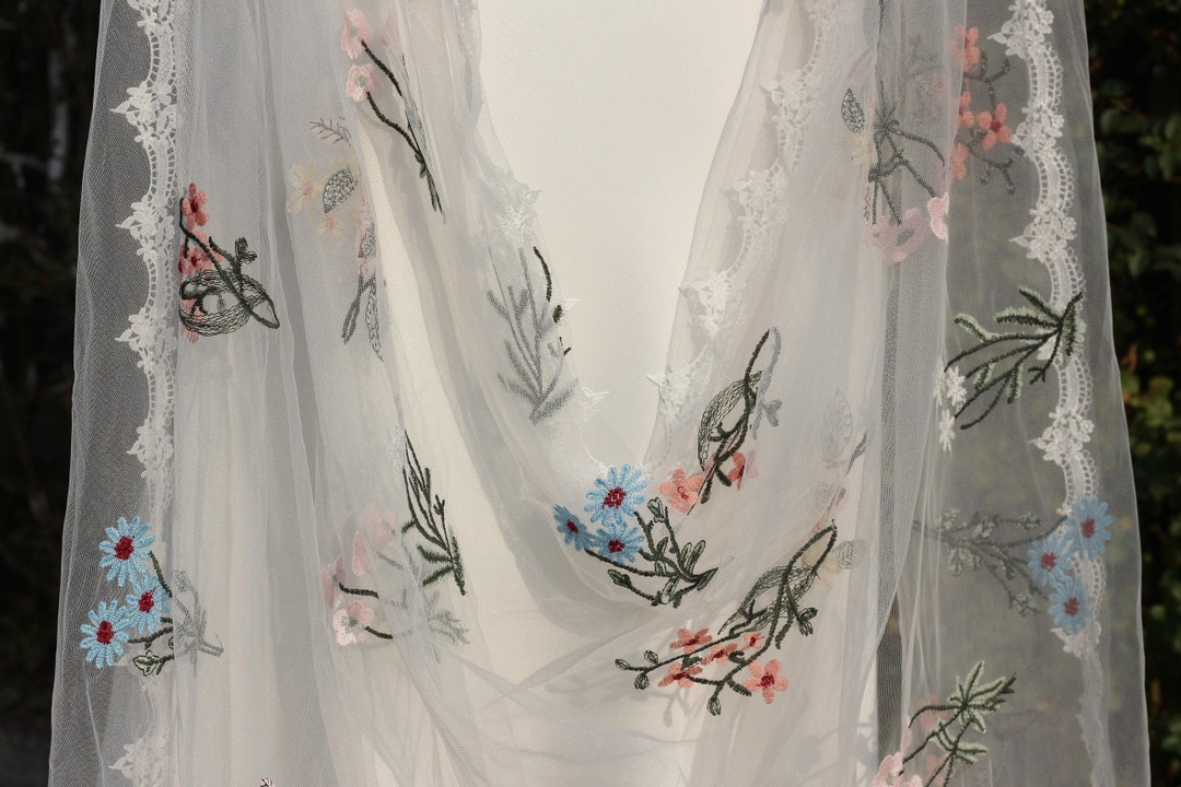 Floral Embroidered Cape,embroidery Wedding Cape Flowers,wildflower Cape ...